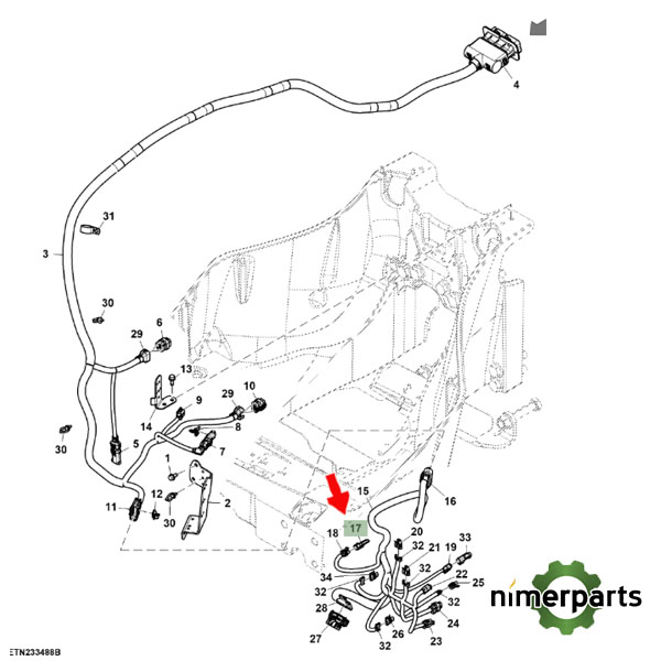 57m7256 - Electric connector 6000 John Deere - Nimerparts - Spare parts ...