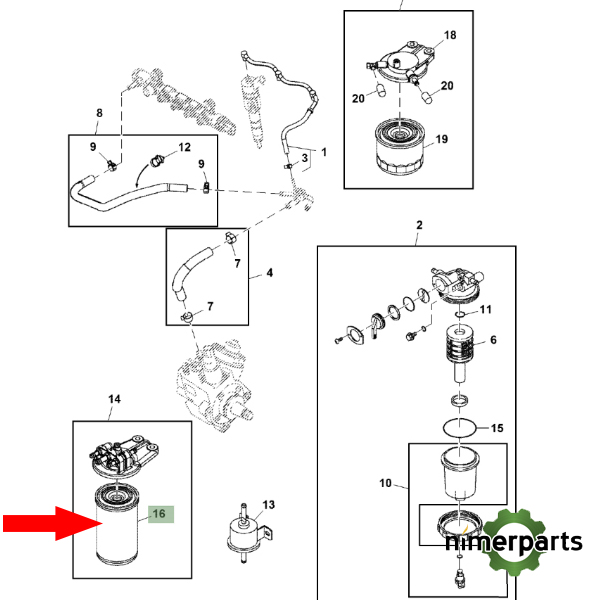 MIU803127 - Final combustible filter John Deere - Nimerparts - Spare ...