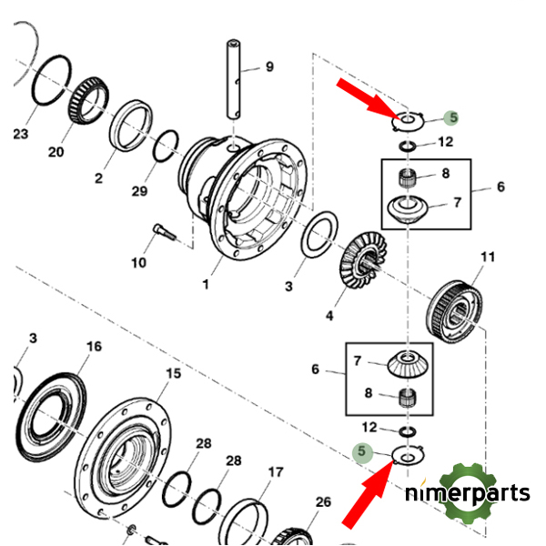 R162100 - SATELITES WASHER JOHN DEERE REAR - Nimerparts - Spare parts ...