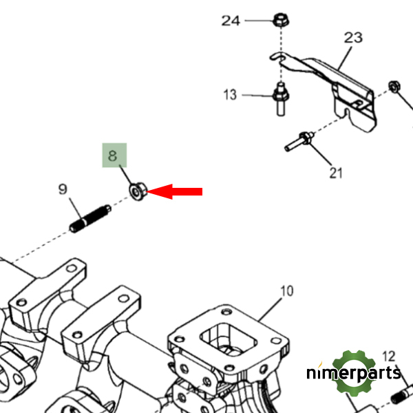 R539762 - Nut with John Deere flange - Nimerparts - Spare parts John Deere