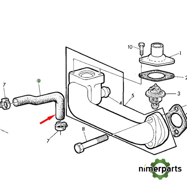 R70737 - Thermostat sleeve 40 50 John Deere - Nimerparts - Spare parts ...
