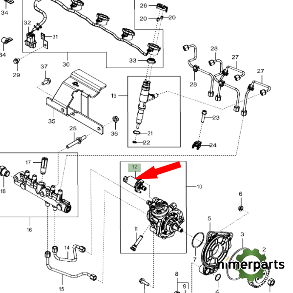 DZ111135 - VALVULA BOMBA INYECCION C R ORIGINAL JOHN DEERE - Nimerparts ...