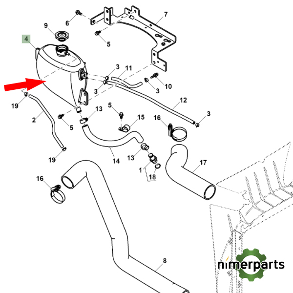 R243288 - BOTELLA AGUA RADIADOR 8030 8R JOHN DEERE - Nimerparts ...