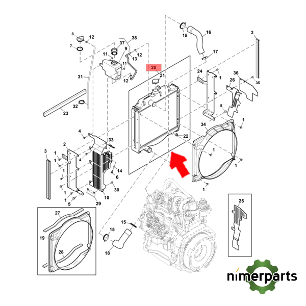 SJ20650 - RADIADOR MOTOR 5055E 5075E ORIGINAL JOHN DEERE - Nimerparts ...