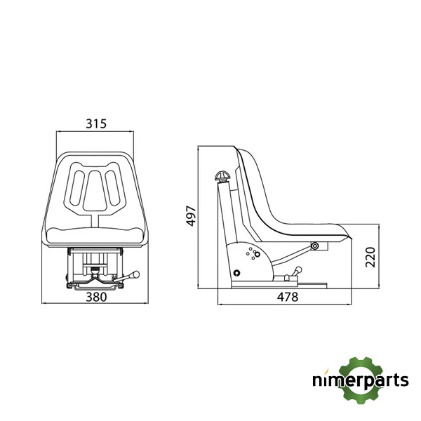 RM460116 - ASIENTO AMARILLO COMPLETO PARA TRACTOR JOHN DEERE - Nimerparts - Spare parts John Deere